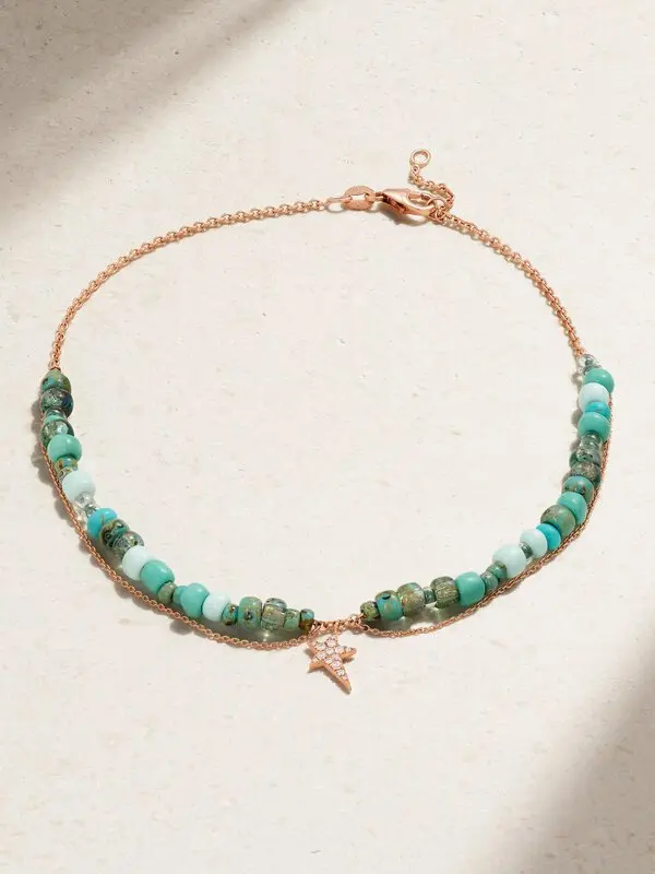 DIANE KORDAS Star Diamond, Turquoise And Enamel Anklet - Gold