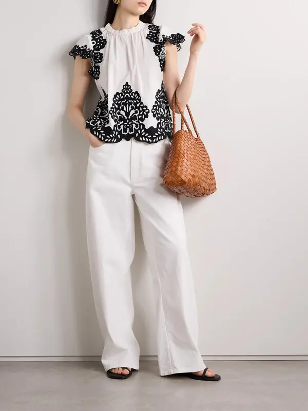 Sea Laila Appliquéd Cotton Top