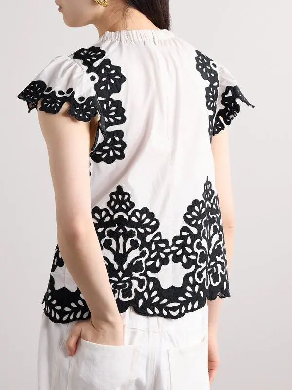 Sea Laila Appliquéd Cotton Top