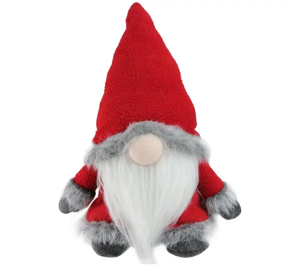NORTHLIGHT Red Christmas Santa Gnome With Faux- Fur Trim - One-color