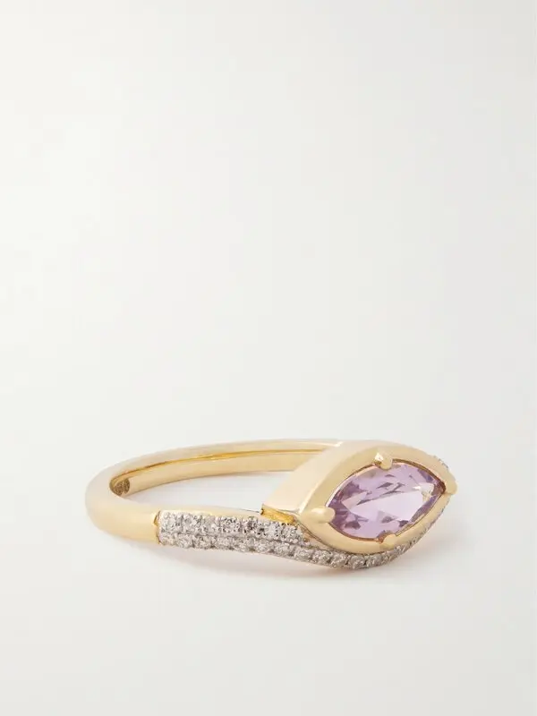 STONE AND STRAND Lavender Haze 14-karat Amethyst And Diamond Ring - Gold