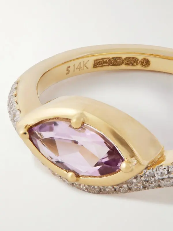 STONE AND STRAND Lavender Haze 14-karat Amethyst And Diamond Ring