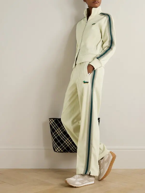 Burberry Embroidered Striped Jersey Track Pants