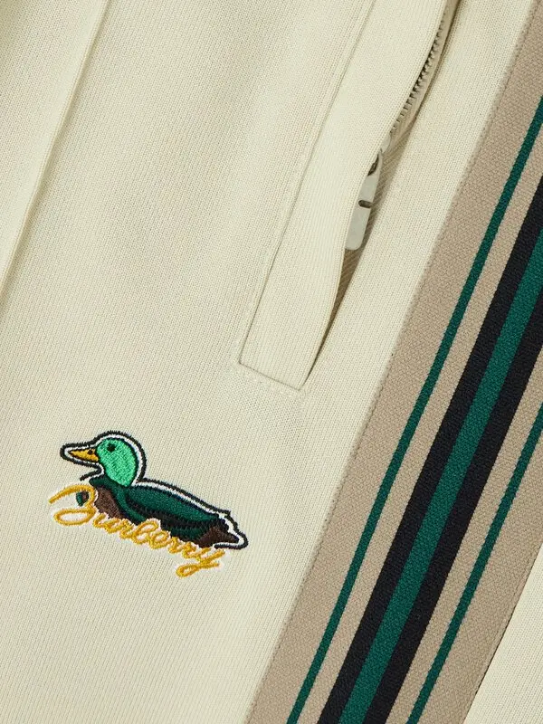 Burberry Embroidered Striped Jersey Track Pants