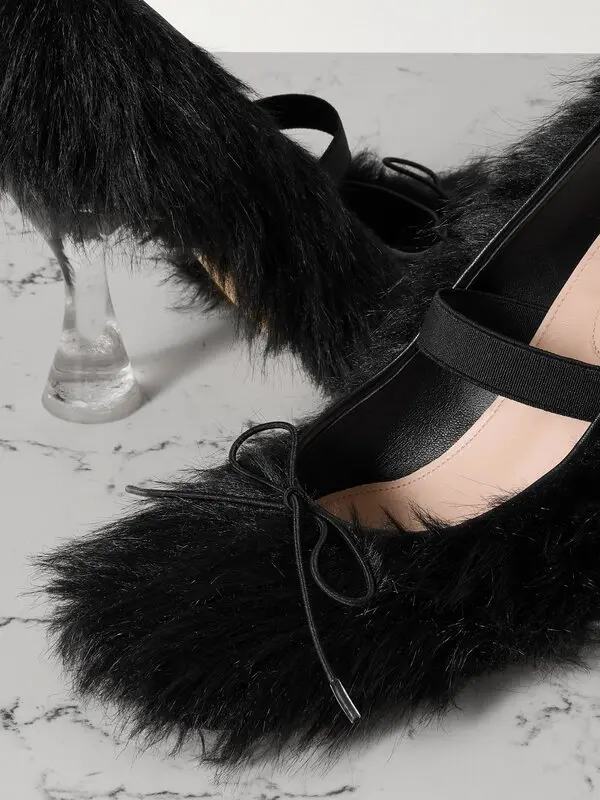 Simone Rocha Bow-embellished Faux-fur Pumps