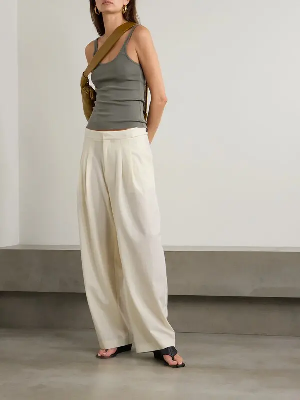 ST. AGNI Pleated Wool-blend Wide-leg Trousers
