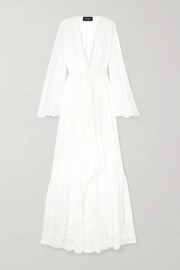 RASARIO Ruffled Silk-chiffon Jacket