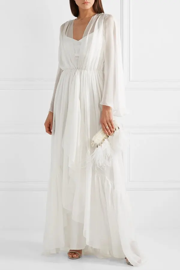 RASARIO Ruffled Silk-chiffon Jacket