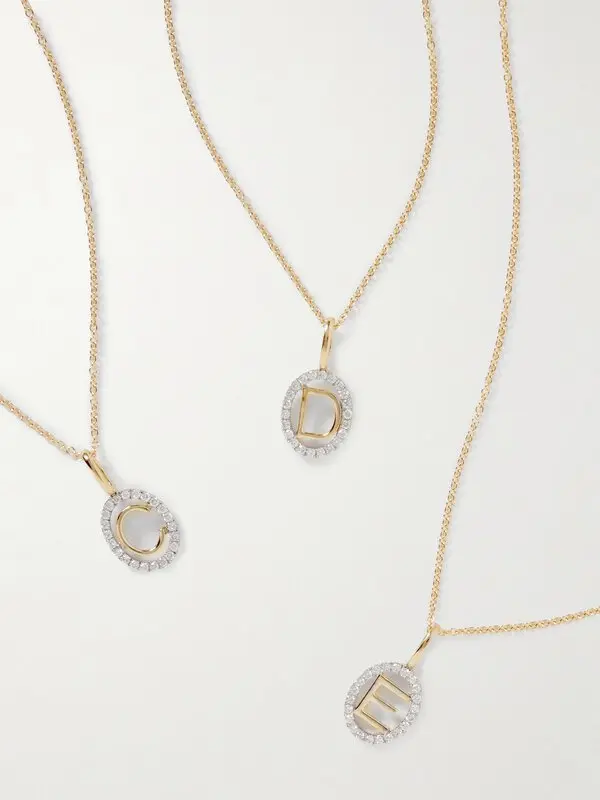 STONE AND STRAND Initial Diamond Necklace - Gold
