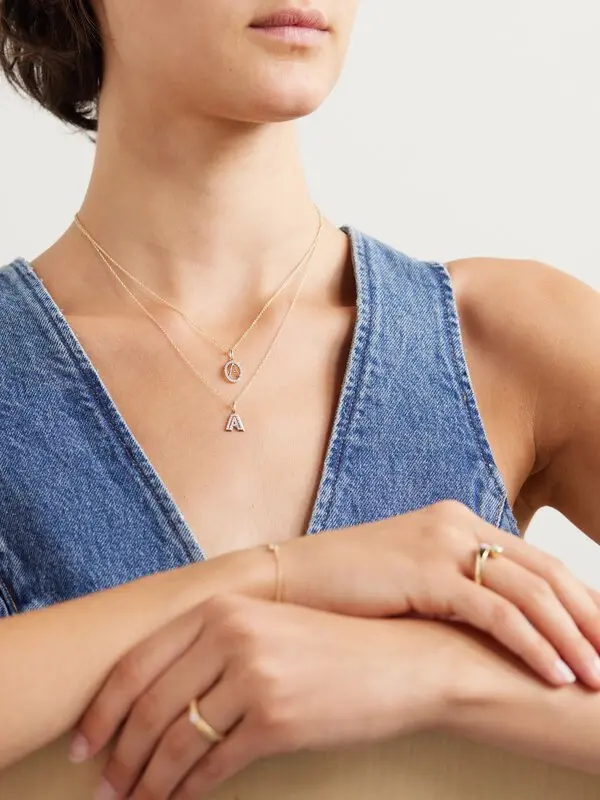 STONE AND STRAND 10-karat Diamond Initial Necklace