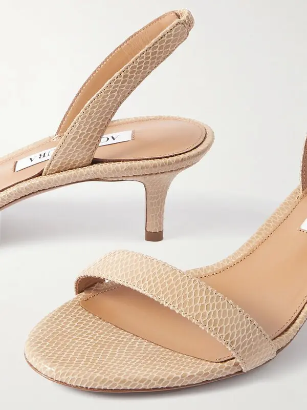 AQUAZZURA So Nude 50 Snake-effect Leather Slingback Sandals