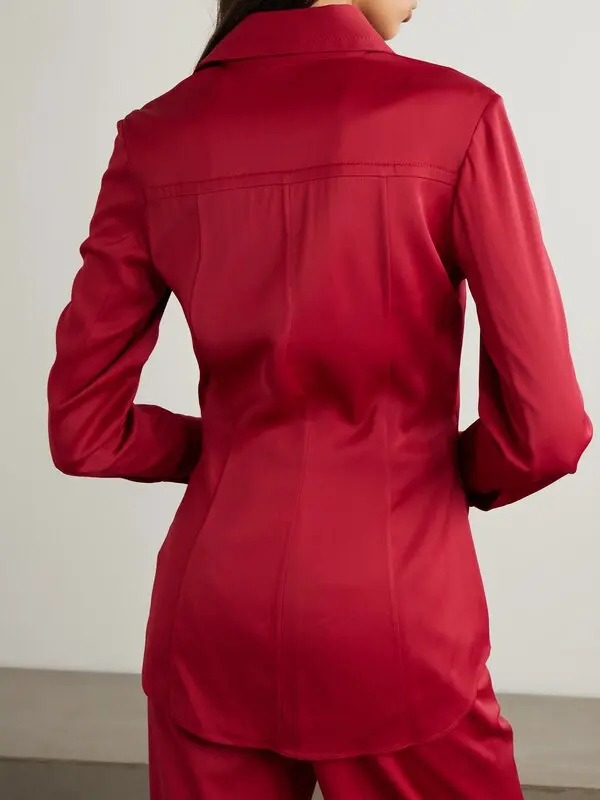Another Tomorrow Satin-crepe Slim Fit Shirt