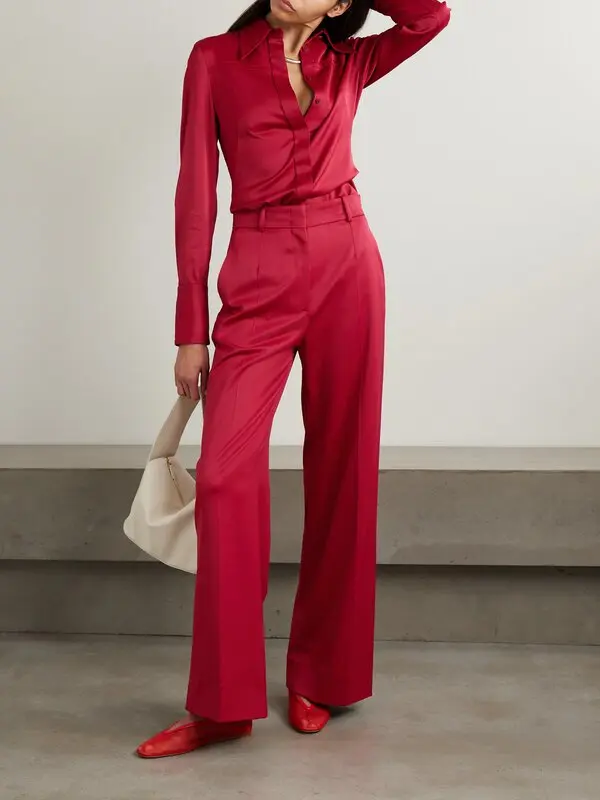 Another Tomorrow Wool-blend Wide-leg Trousers