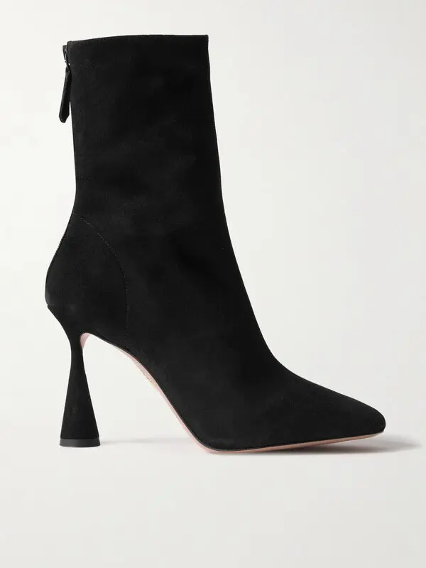 AQUAZZURA Amore 95 Suede Ankle Boots - Black