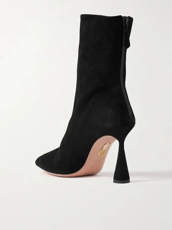 AQUAZZURA Amore 95 Suede Ankle Boots - Black