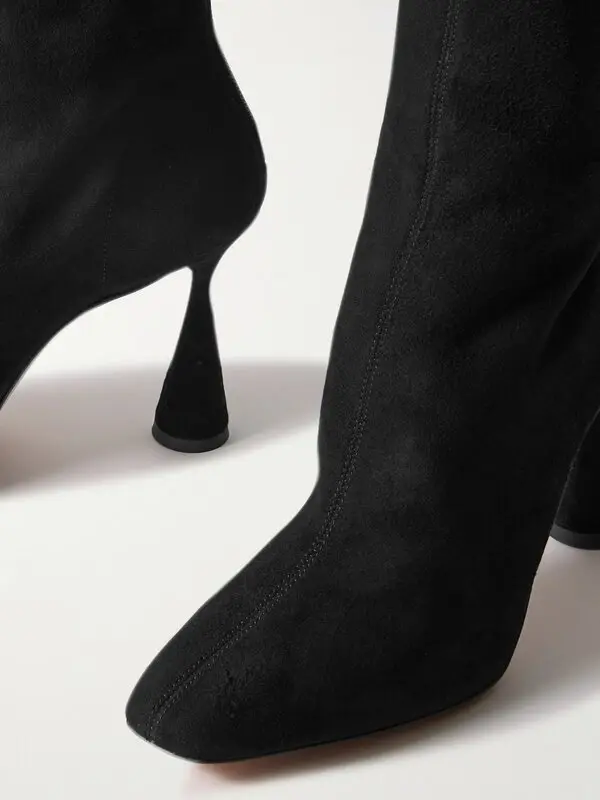 AQUAZZURA Amore 95 Suede Ankle Boots - Black