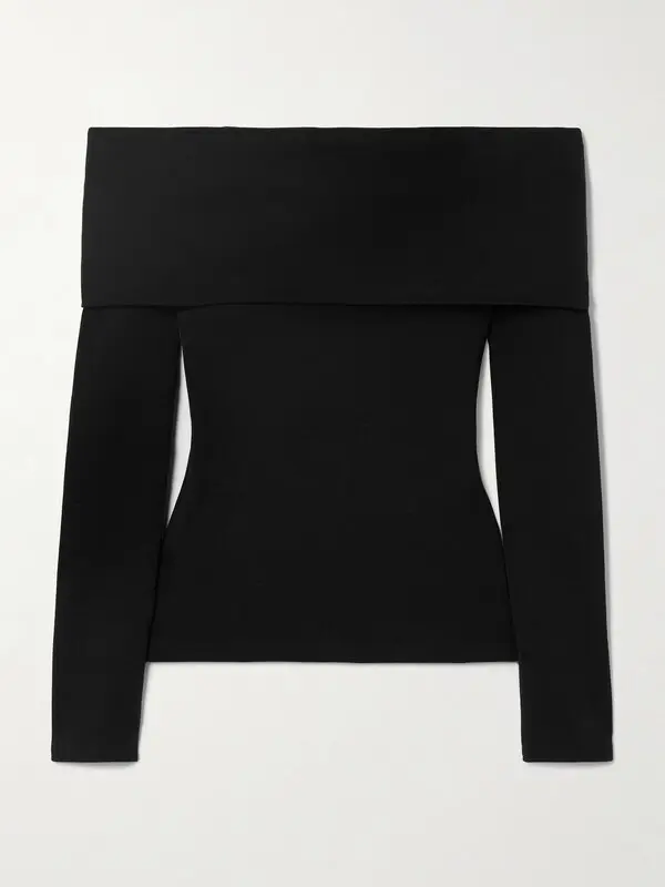 Another Tomorrow Off-the-shoulder Supima Cotton-jersey Top - Black
