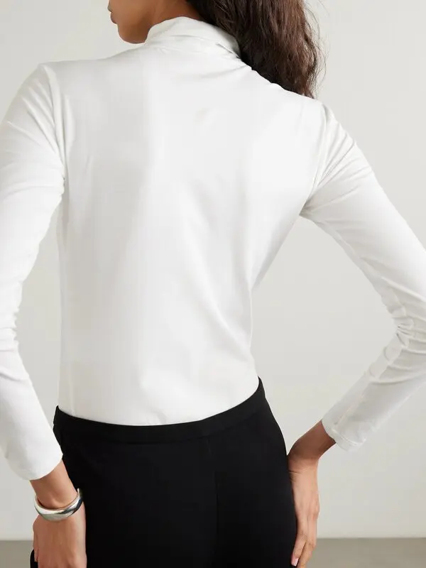 Another Tomorrow Stretch-cotton And Lyocell-blend Jersey Turtleneck Bodysuit