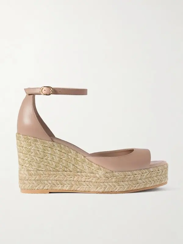 STUART WEITZMAN Nudistia Leather Espadrille Wedge Sandals