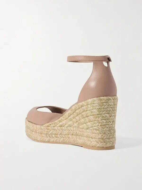 STUART WEITZMAN Nudistia Leather Espadrille Wedge Sandals
