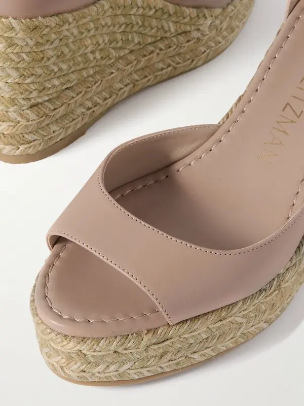 STUART WEITZMAN Nudistia Leather Espadrille Wedge Sandals