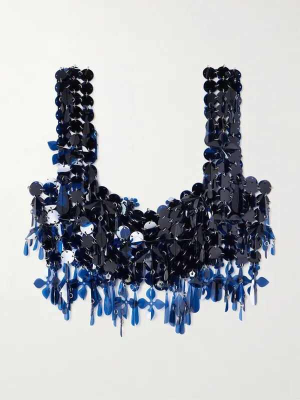 Rabanne Assemblage Sequined Cropped Top