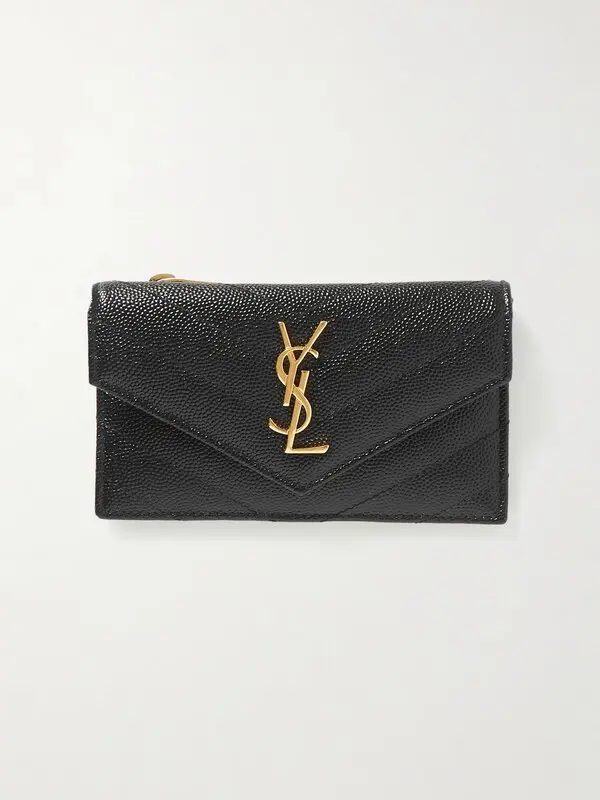 Saint Laurent Monogramme Quilted Textured-leather Wallet - Black