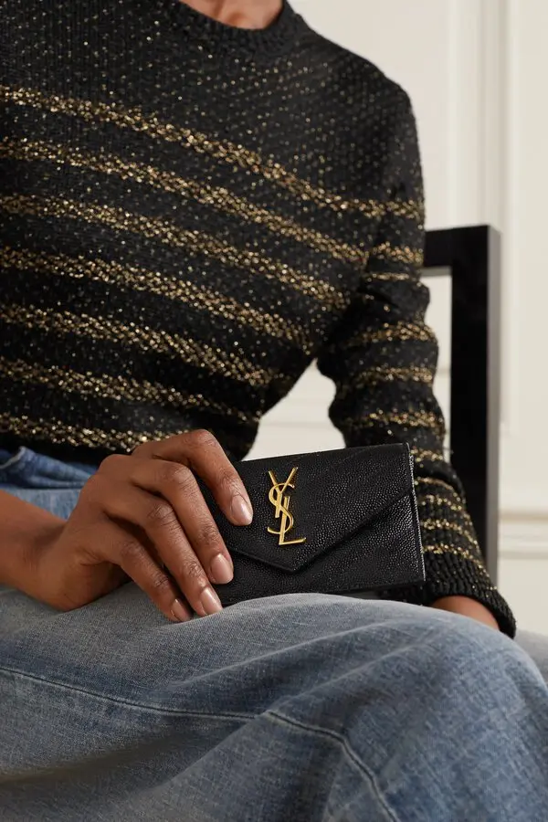 Saint Laurent Monogramme Quilted Textured-leather Wallet - Black
