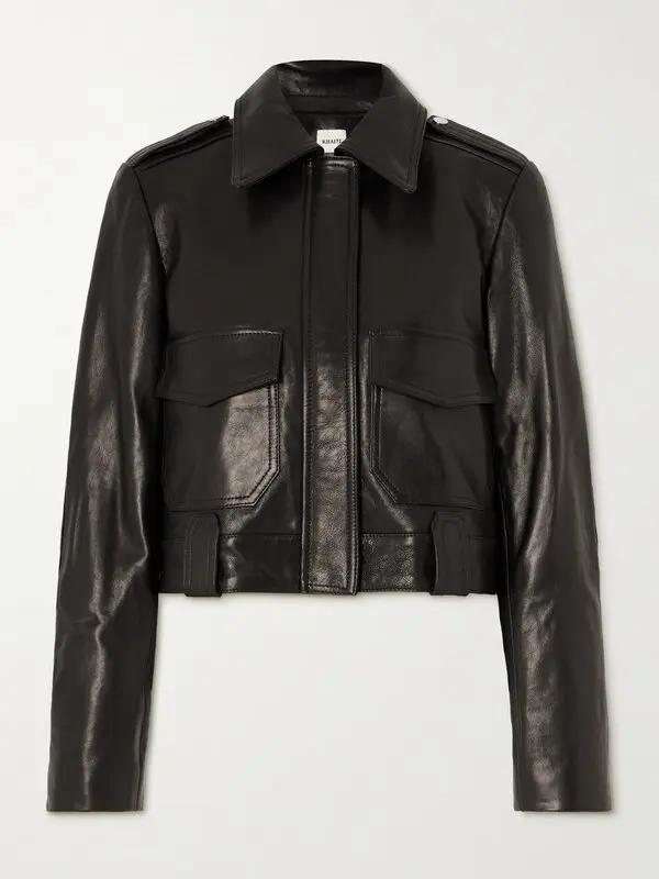 Khaite Cordelia Cropped Leather Jacket
