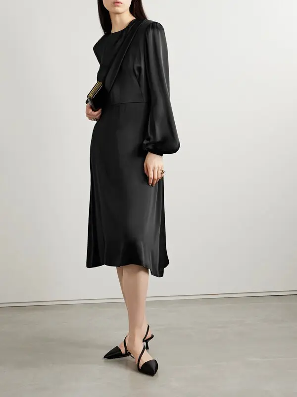 Stella McCartney Draped Duchesse-satin Midi Dress