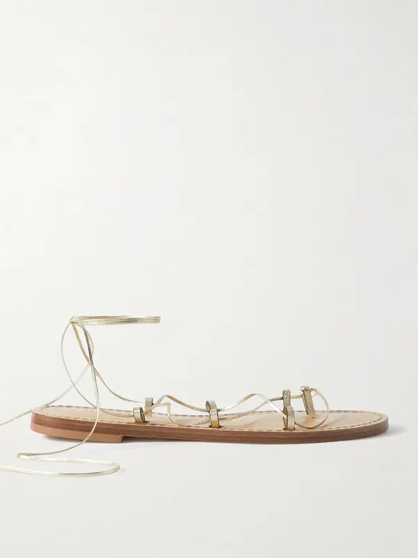 AMANU The Serengeti Metallic Leather Sandals - Gold