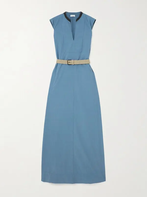 Brunello Cucinelli Belted Embellished Maxi Dress