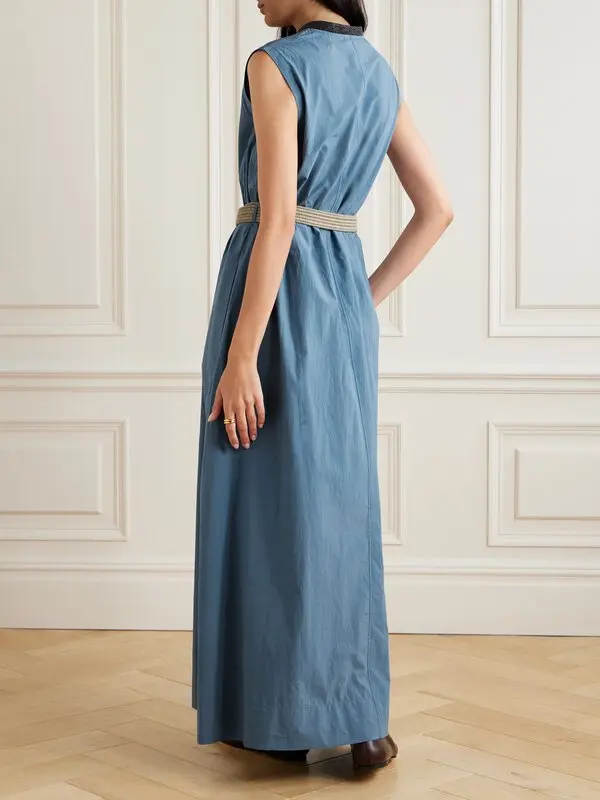 Brunello Cucinelli Belted Embellished Maxi Dress