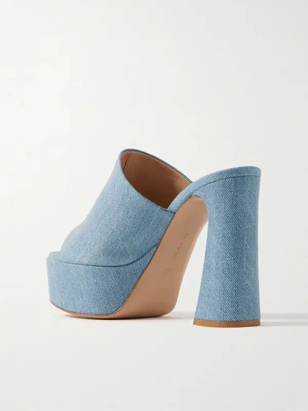 GIANVITO ROSSI Holly 70 Denim Platform Mules