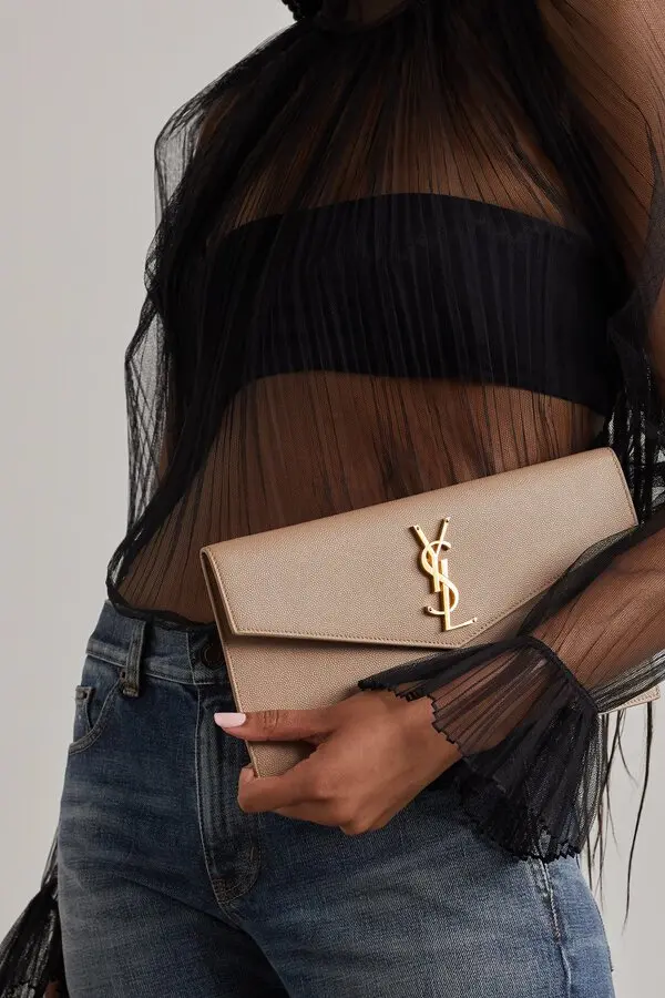 Saint Laurent Uptown Textured-leather Pouch