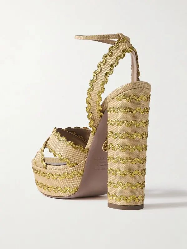 AQUAZZURA Ric Rac 140 Raffia Platform Sandals