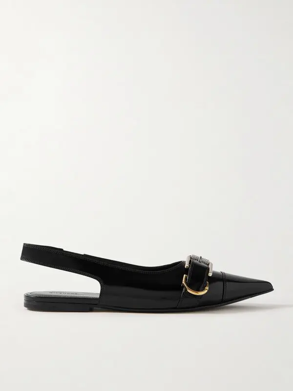 Givenchy Voyou Buckled Leather Slingback Flats