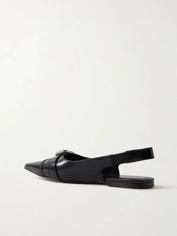 Givenchy Voyou Buckled Leather Slingback Flats