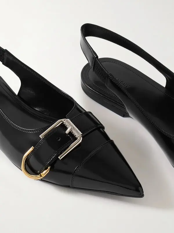 Givenchy Voyou Buckled Leather Slingback Flats