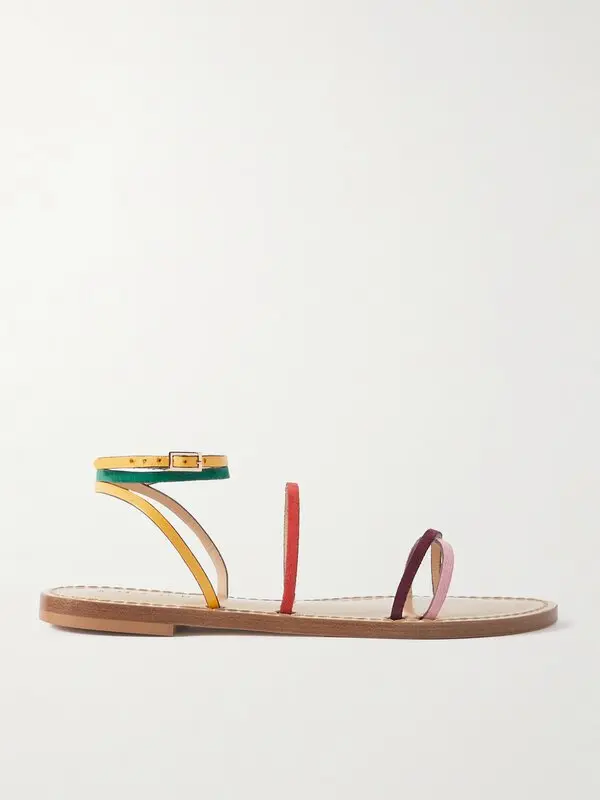 AMANU The Constantia Leather-trimmed Suede Sandals