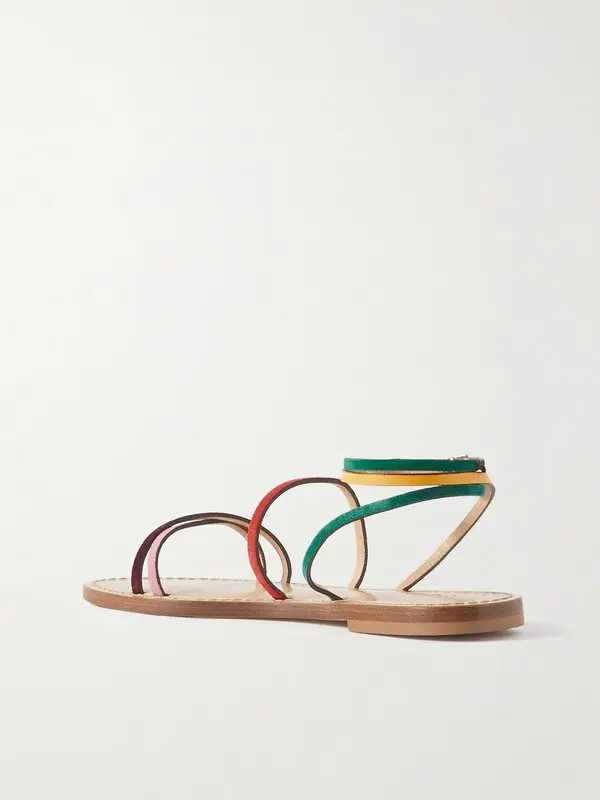 AMANU The Constantia Leather-trimmed Suede Sandals
