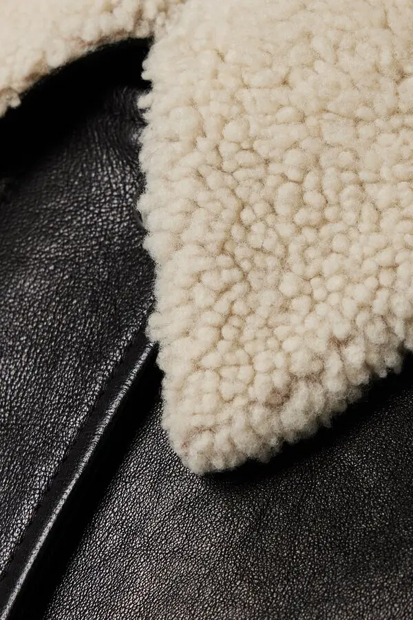 Khaite Shellar Shearling-trimmed Leather Bomber Jacket - Black