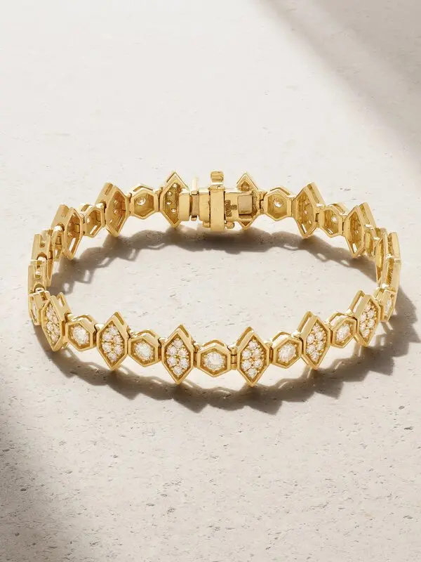 KOLOURS JEWELRY Hexagon 18-karat Diamond Bracelet - Gold