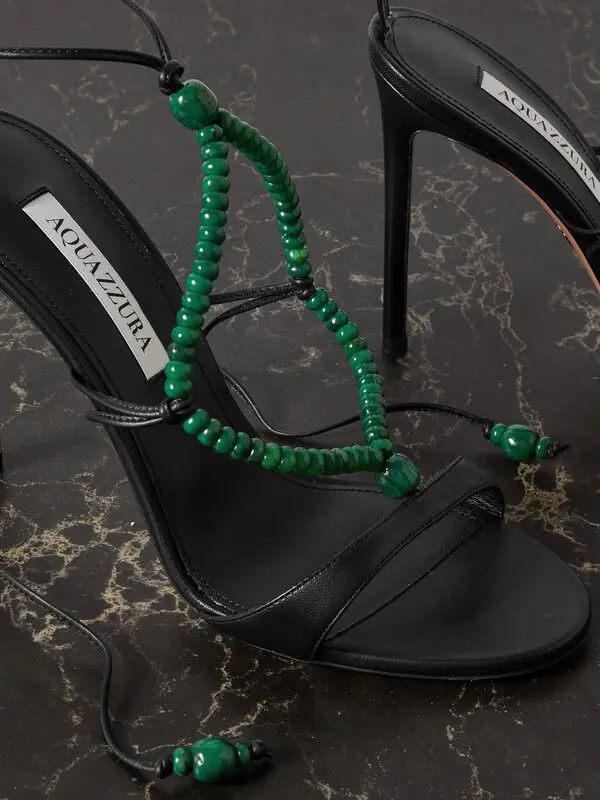 AQUAZZURA Amalfi 105 Beaded Leather Sandals