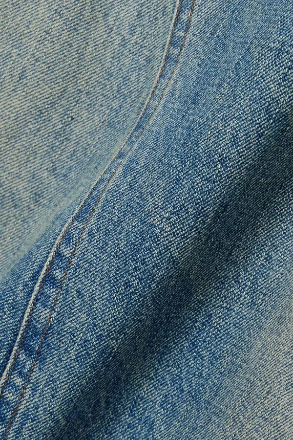 R13 Jesse Distressed Denim Midi Skirt