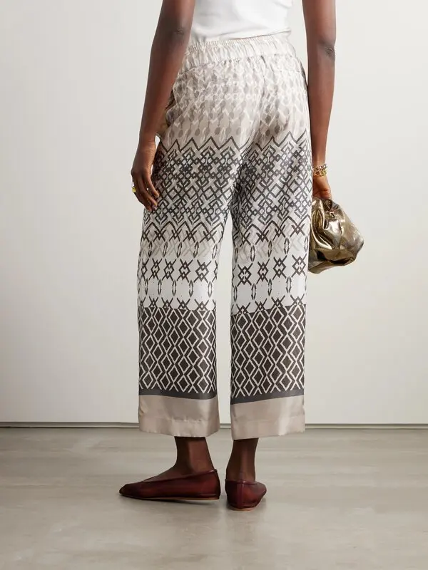 Brunello Cucinelli Printed Silk-voile Wide-leg Trousers