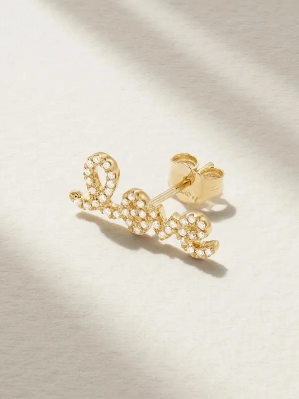 SYDNEY EVAN Love 14-karat Diamond Earring - Gold