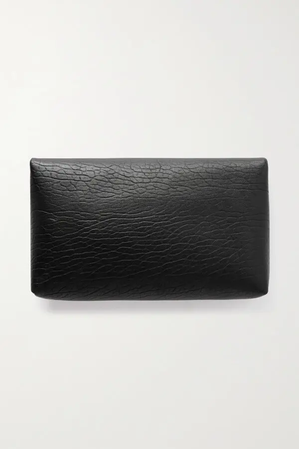 Saint Laurent Cassandre Large Textured-leather Clutch - Black