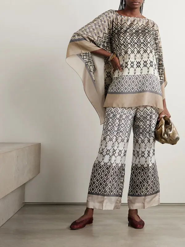 Brunello Cucinelli Printed Silk-voile Poncho