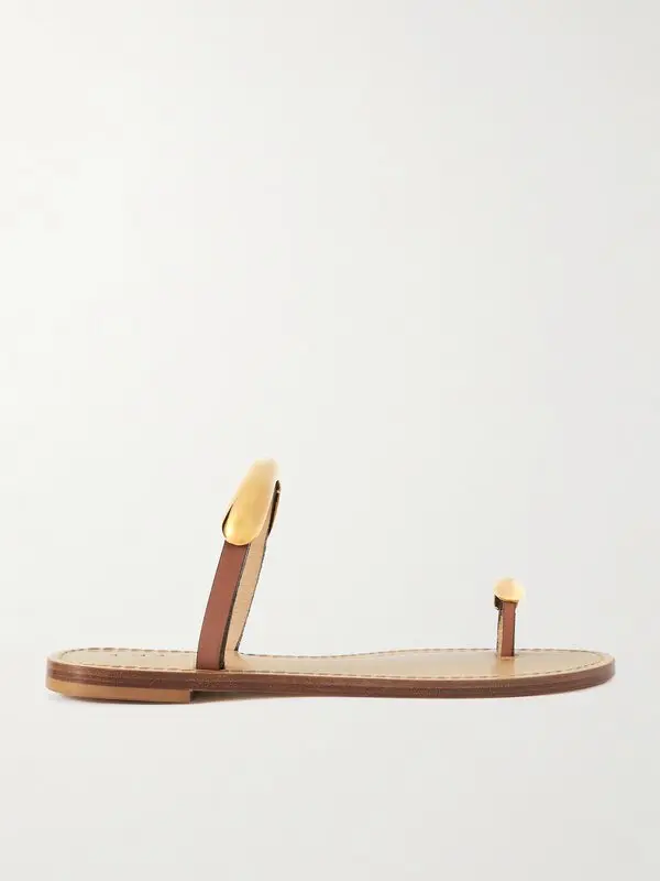 AMANU Samburu Embellished Leather Sandals - Brown